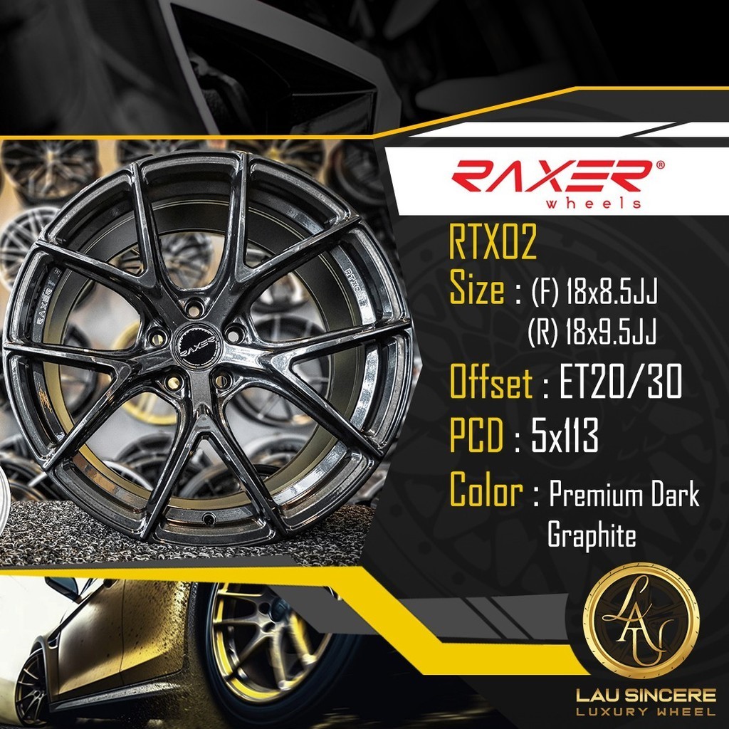 Raxer RTX02 (F) 18x8.5JJ(R) 18x9.5JJ 5x113 Premium Dark Graphite ...