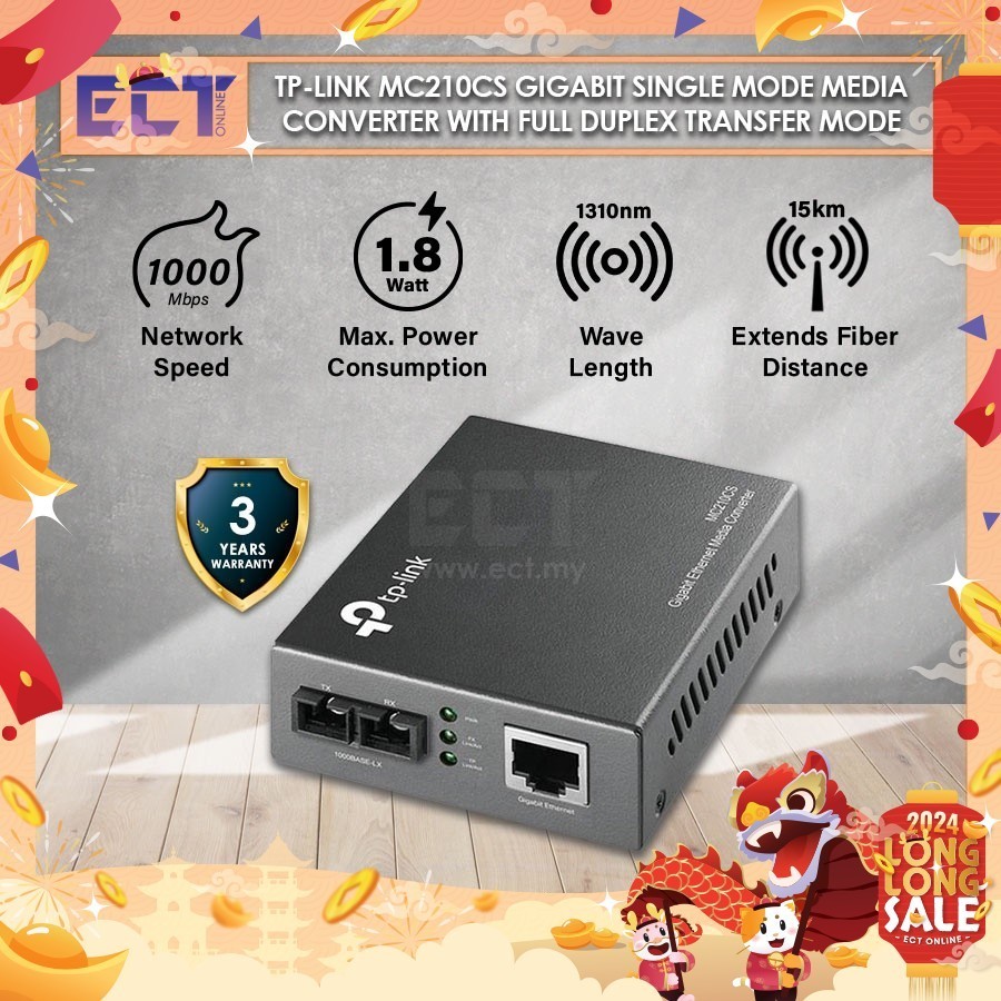 TP-Link MC210CS Gigabit Single Mode media Converter With Full Duplex Transfer Mode | Shopee Malaysia