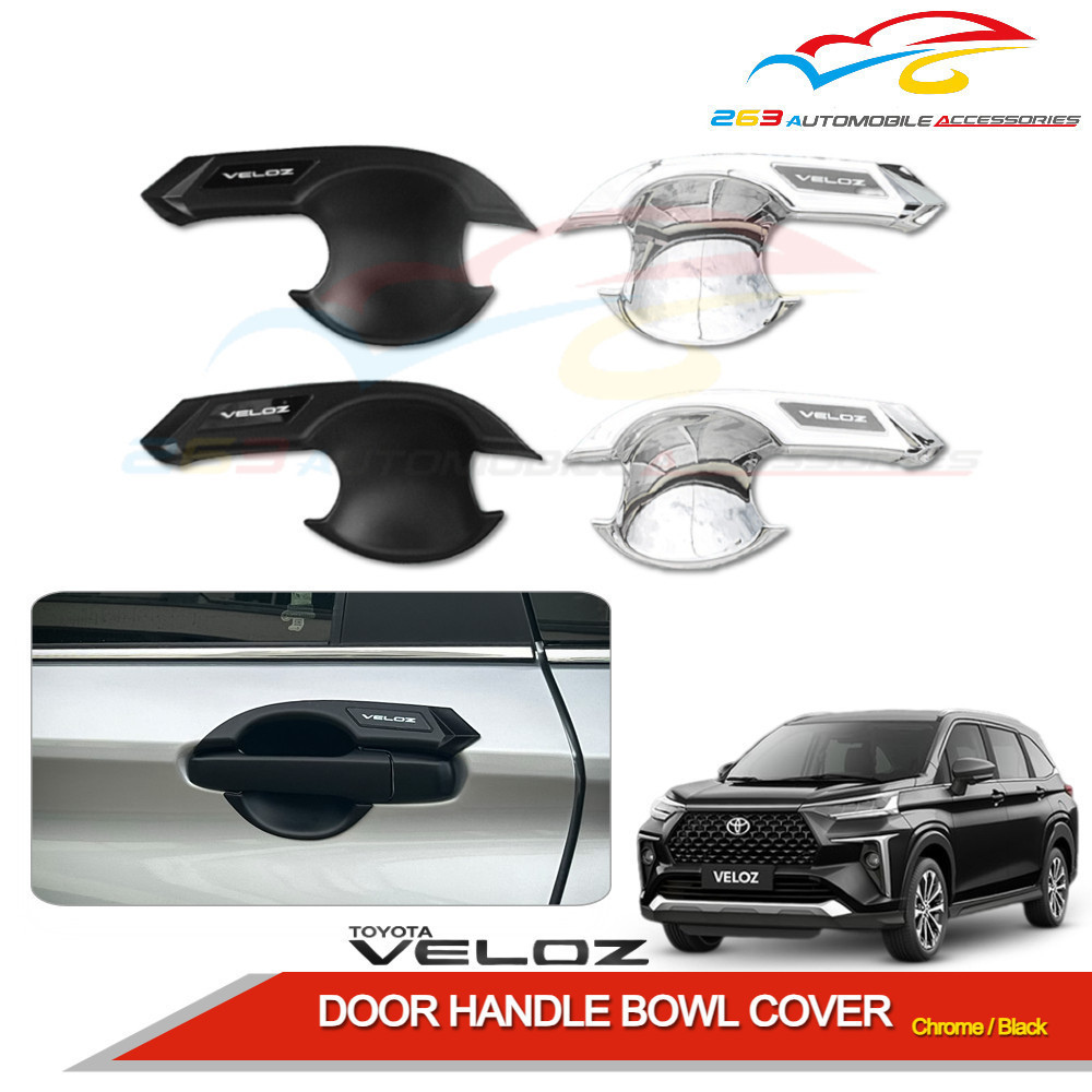 TOYOTA VELOZ 2022 - 2023 DOOR HANDLE BOWL COVER ( CHROME / BLACK ) ' 4 ...