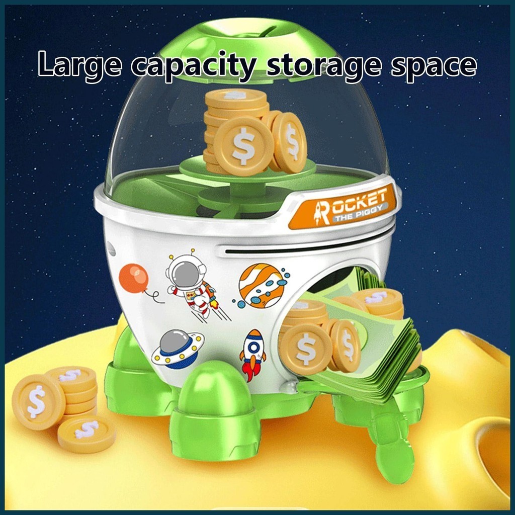 Kids Money Banks Cute Cartoon Money Saving Box in Rocket Shape Desktop ...