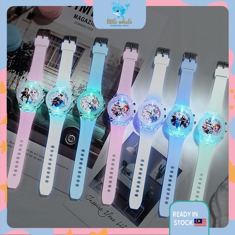 🐳Elsa Watch Kid Watch With Light Watch Frozen Sofia Jam Tangan Frozen ...