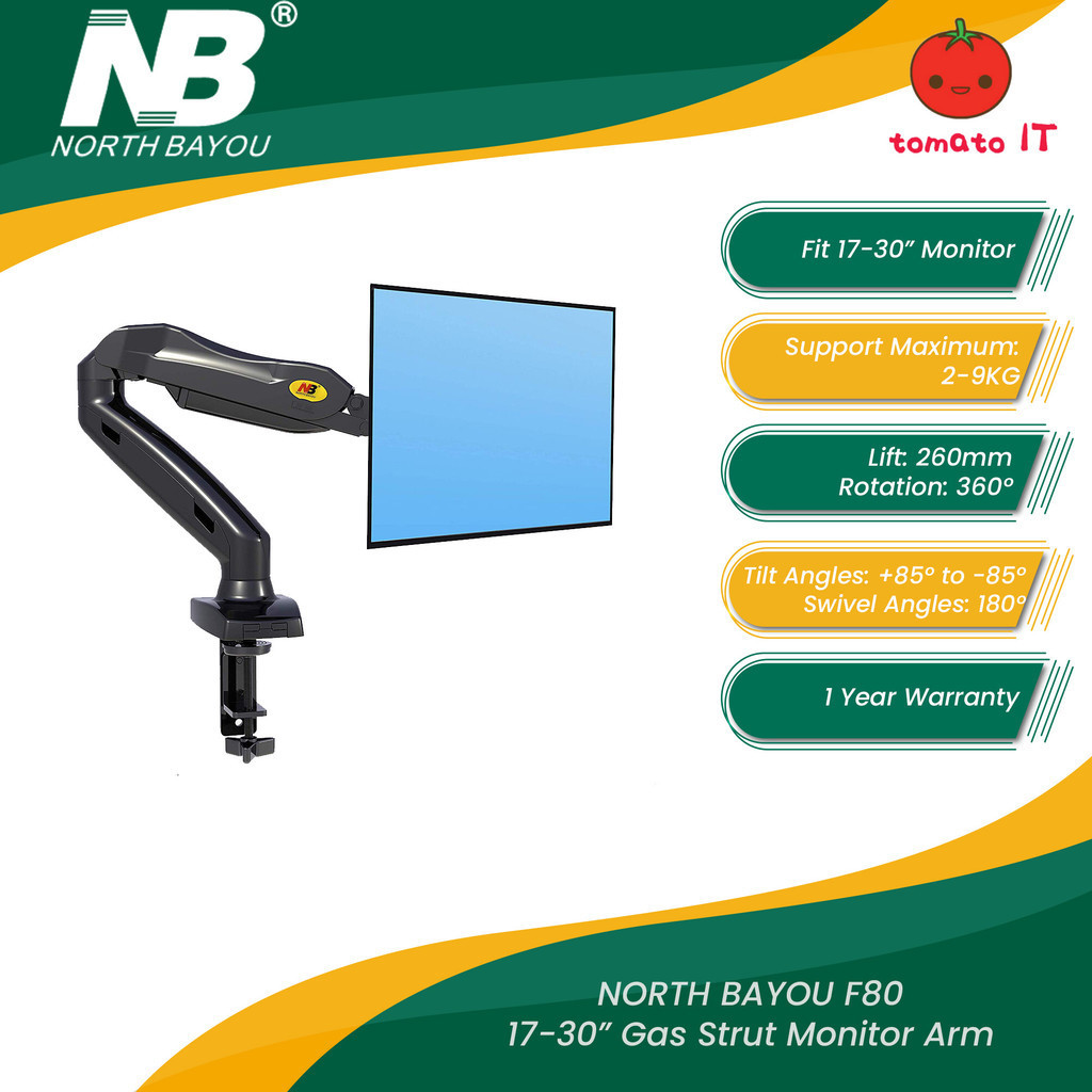 NB NORTH BAYOU F80 17 TO 30 INCH GAS STRUT MONITOR / TV / DESKTOP BRACKET HOLDER MOUNT | Shopee ...