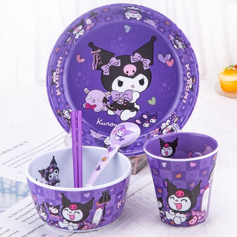 Kuromi Bowls Plates Children Tableware Set Full Set Family Pack Student ...
