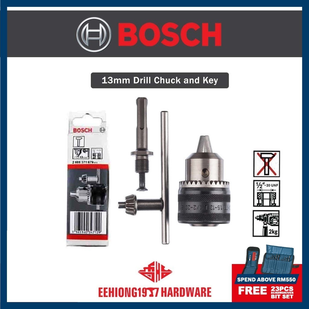 BOSCH 13mm Drill Chuck and Key 2 608 571 079 Adaptor Accessories Spare ...