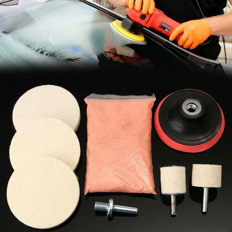 New 8x Cerium Oxide Glass Polishing Kit Windscreen Scratch Remover Felt ...
