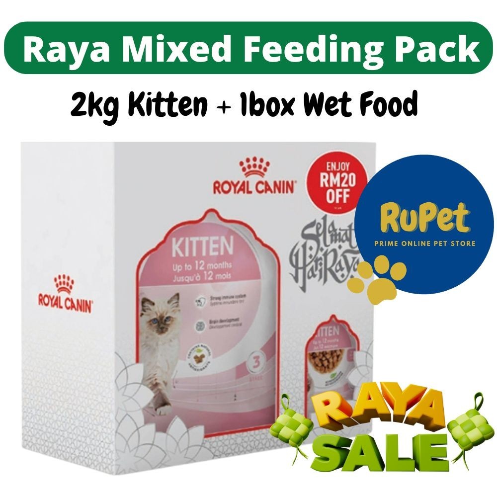 RAYA PROMO (Royal Canin Kitten 2kg + 1box 12packs x Kitten Wet Food Pouch) | Shopee Malaysia