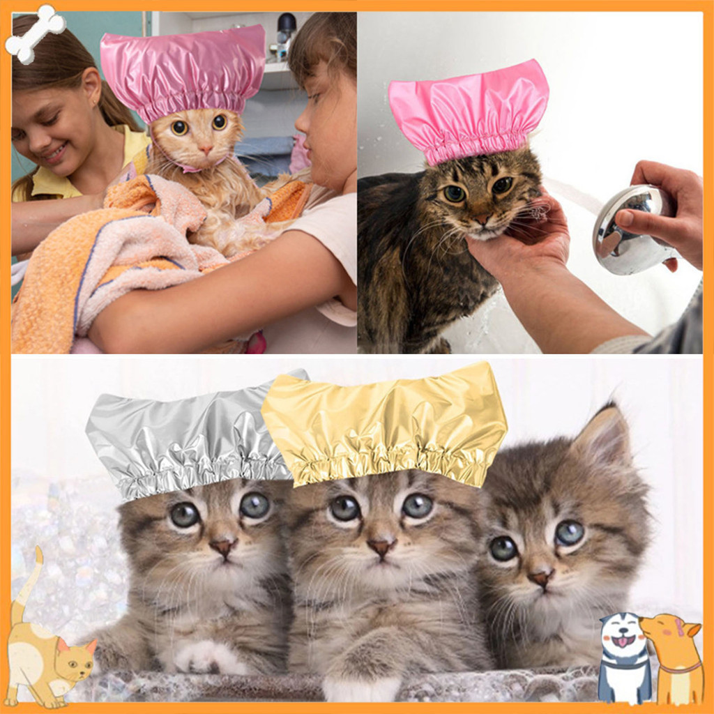 [Vip]Waterproof Pet Shower Hat with Fastener Tape Adjustable Headgear ...