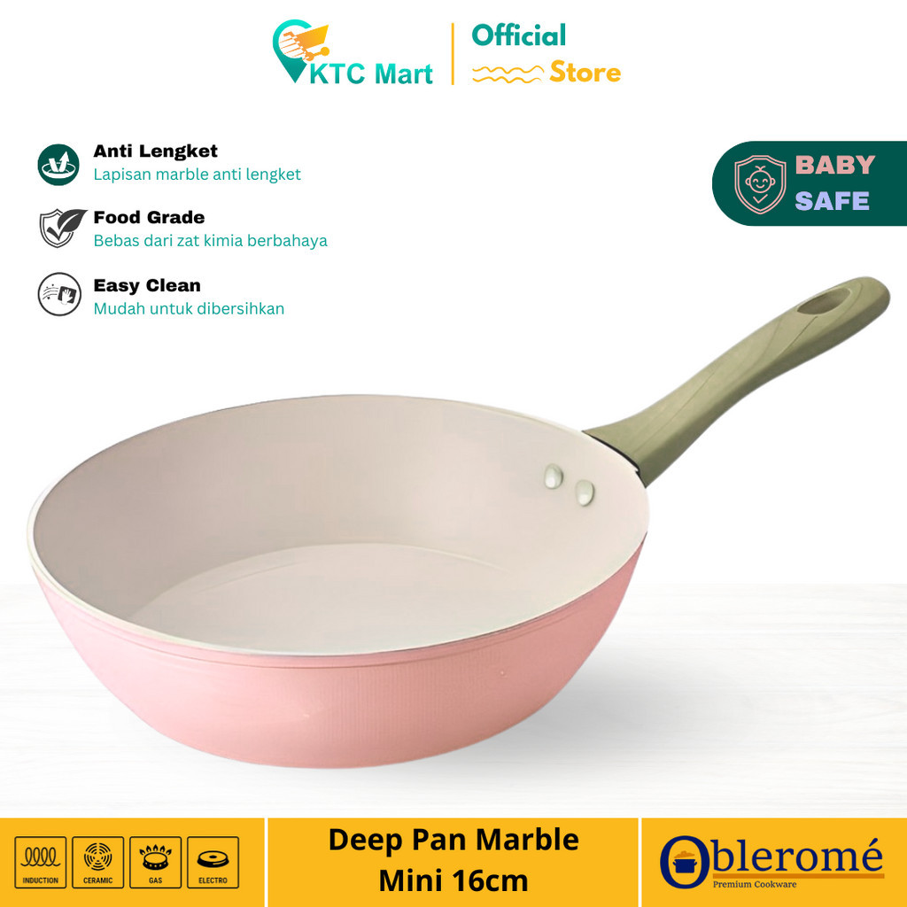 Oblerome Deep Pan Marble Granite Mini 16Cm Non-Stick Granite Wok Pan ...