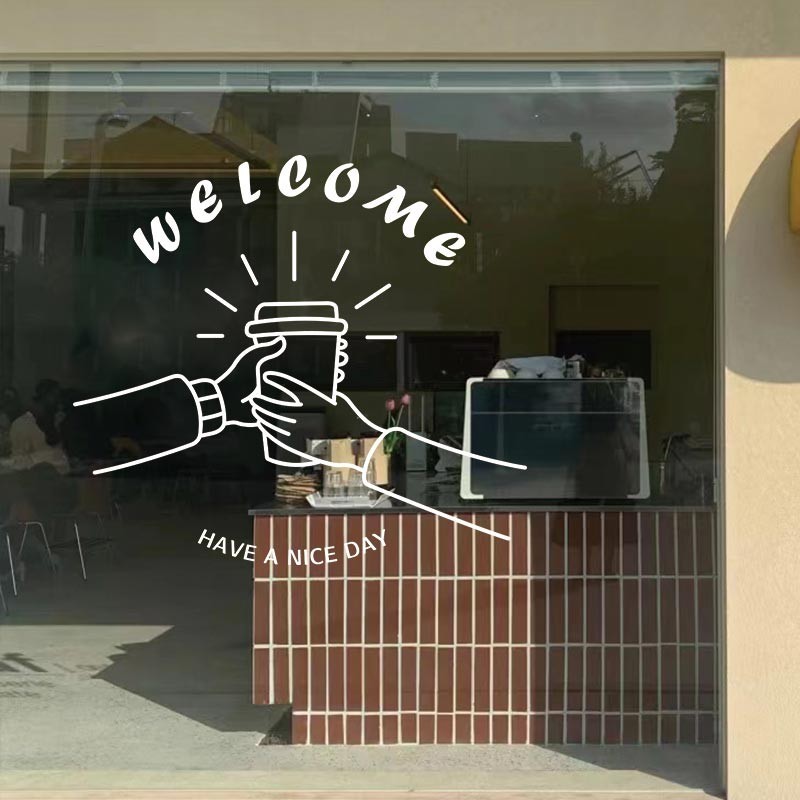 Milk Tea Shop Glass Sticker Coffee Drink Shop Window Glass Door ...