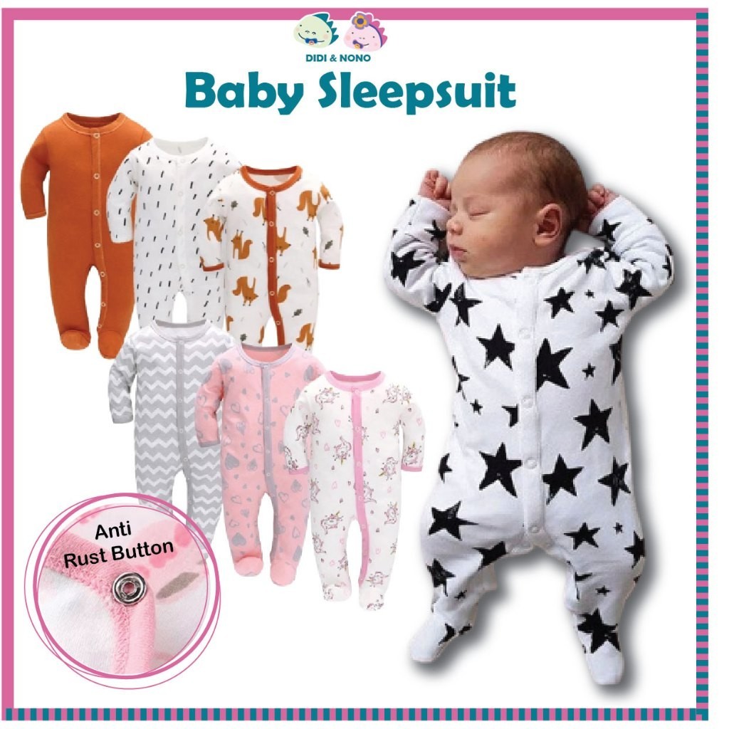 Newborn Baby Sleepsuit Jumpsuit Cotton Baju Tidur Baby jumper long girl ...