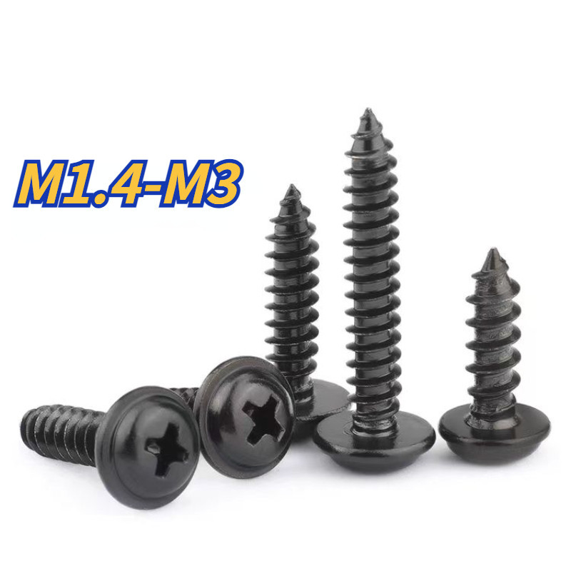 [XNY] Black 304 Stainless Steel PWA Phillips Round Head with Pad Self-Tapping Screws Pan Head ...