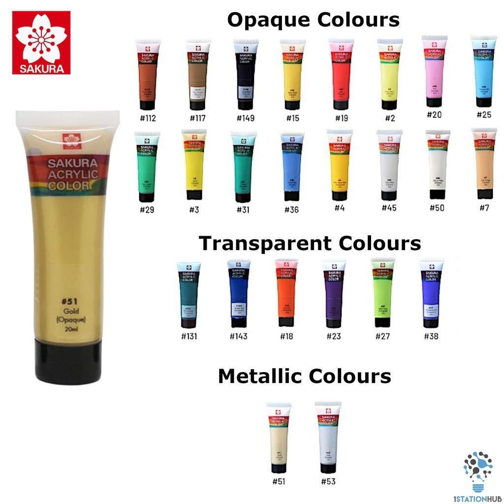 Sakura 20ml Acrylic Colour Paint | Artist Hobby | Painting Part 1/2 ...