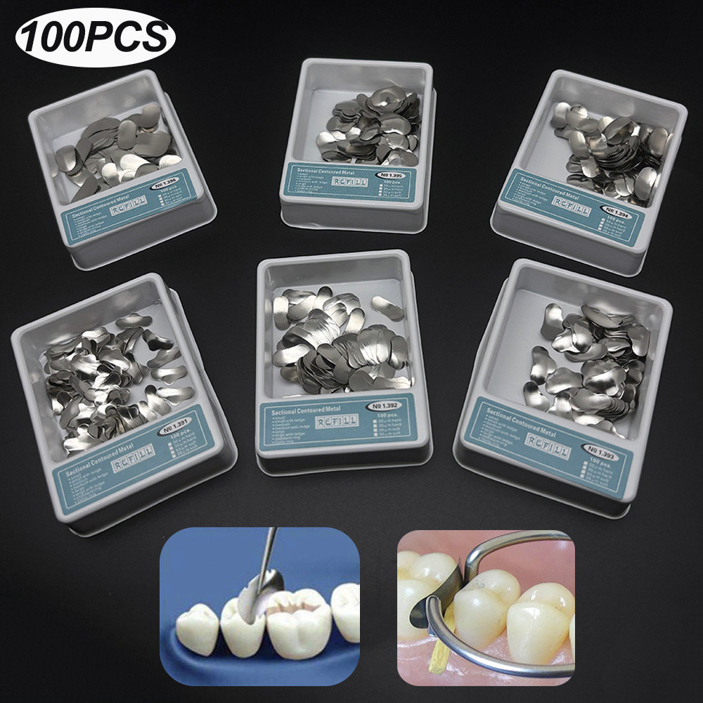 100pcs/box Dental Matrix Sectional Contoured Metal Matrices Bands ...