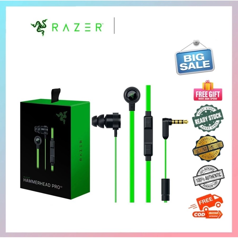 Razer Hammerhead Pro V2 Earphone with Mic Headset Gamer Sports Gaming ...