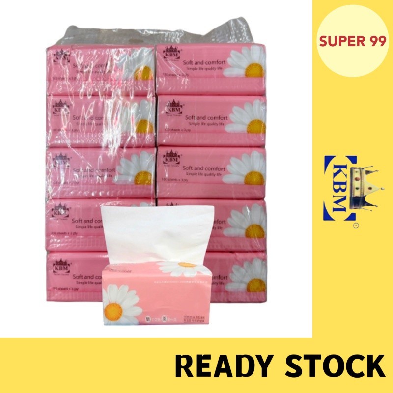 (10 PKT) KBM Facial Tissue 3 PLY / Tisu Muka (100s per pack) | Shopee Malaysia