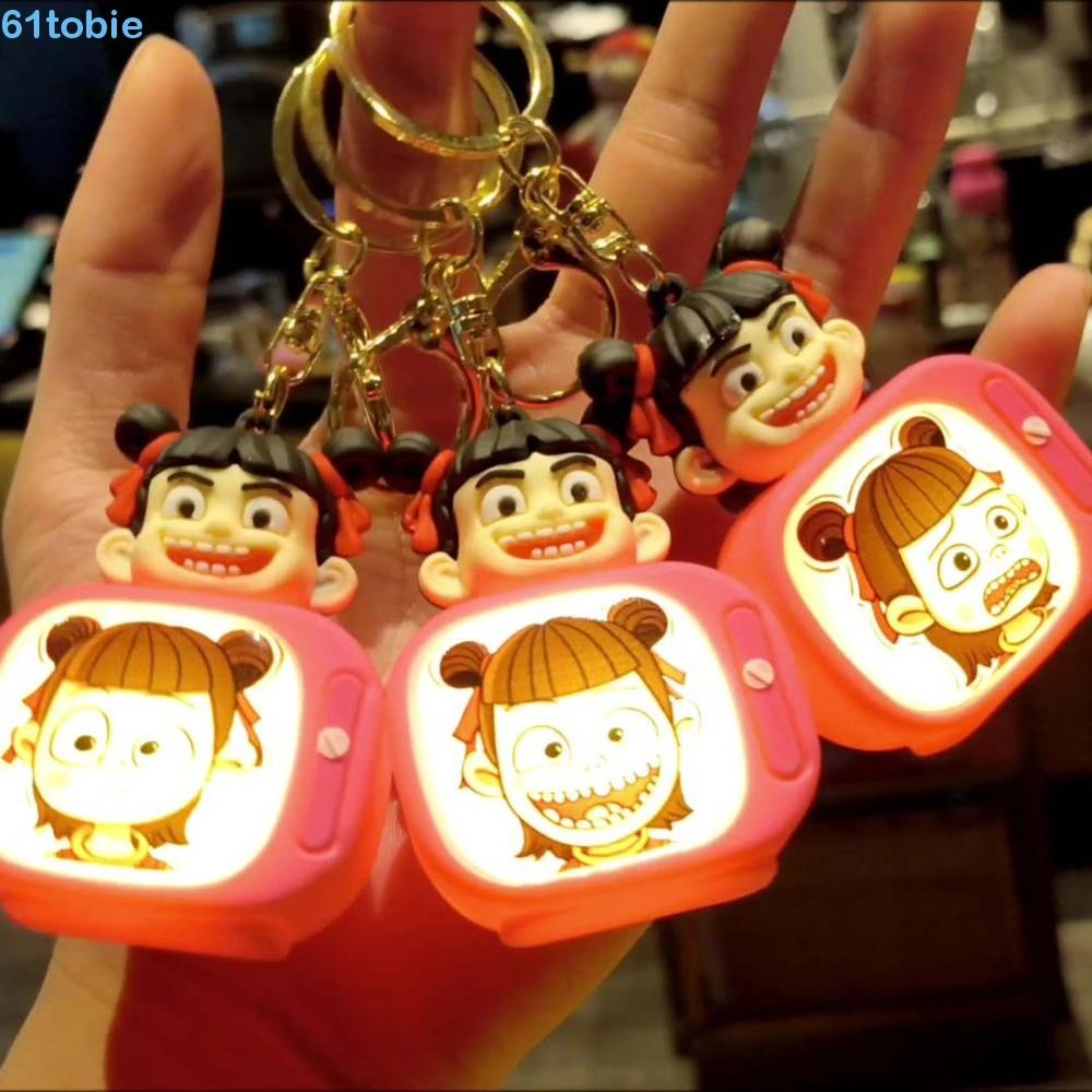 TOBIE Colorful Flashing Ne Zha Keychain, Kawaii Plastic TV Toy Pendant ...