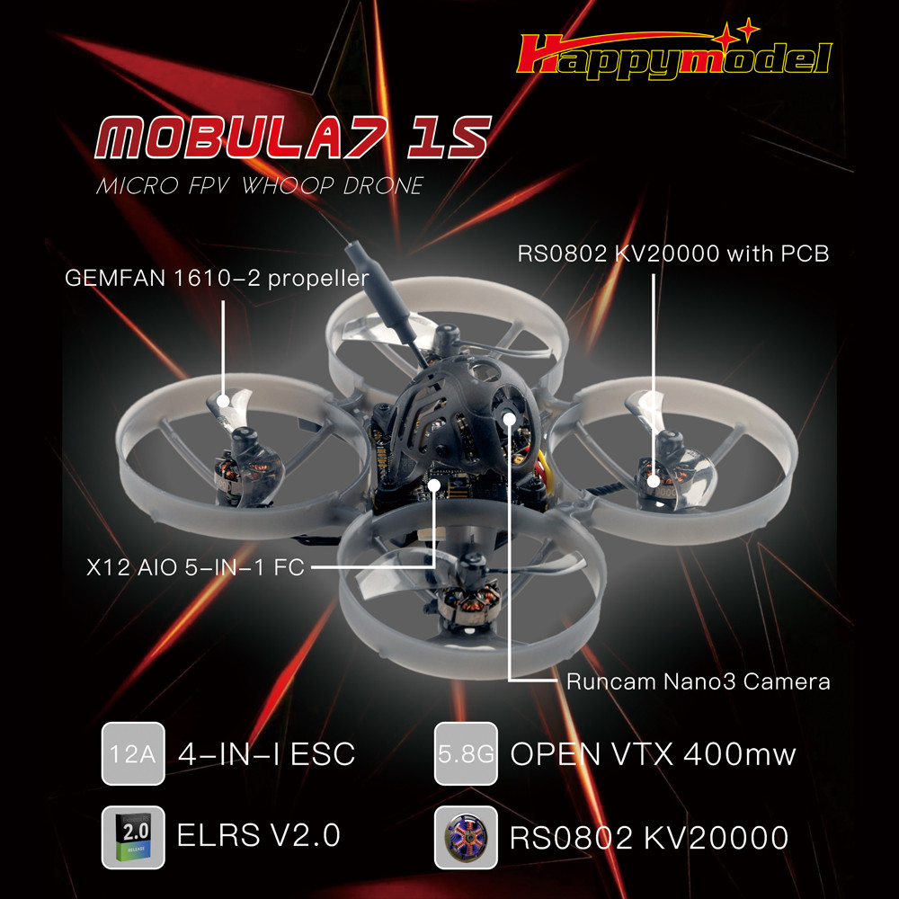 Happymodel Mobula 7 1S 75mm Micro FPV Whoop Drone PNP Airplane 5-IN-1 ...