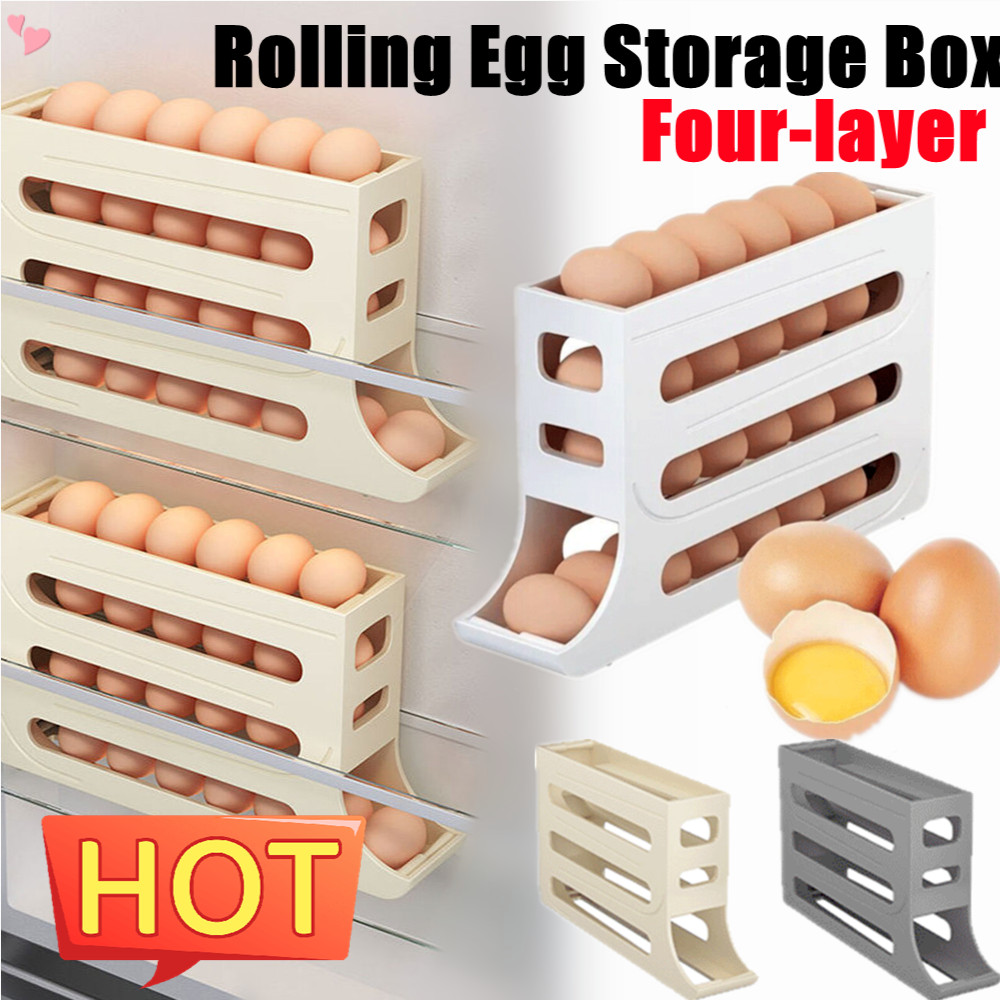 Automatic Scrolling Egg Rack Anti-falling Four-layer Slide-type Egg Box ...
