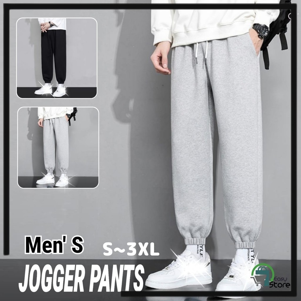 Seluar Panjang Jogger Lelaki Men Jogger Long Pants Drawstring Elastic ...