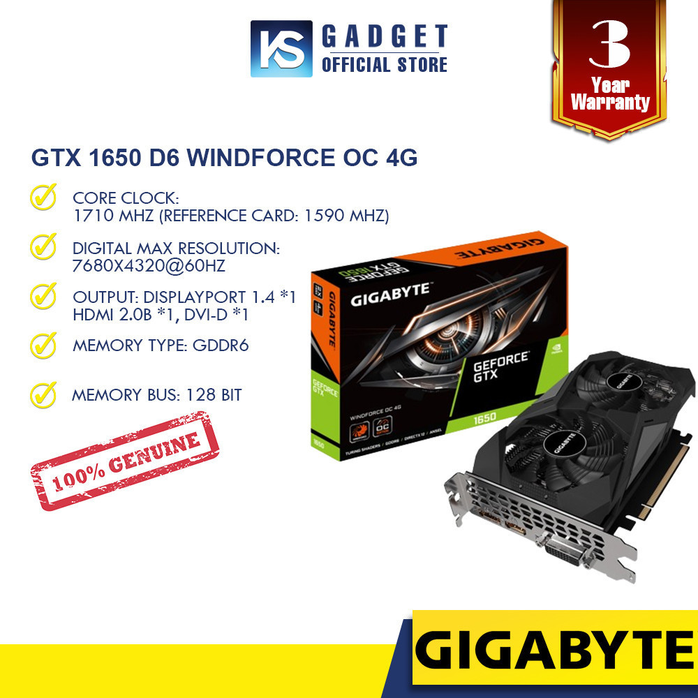 Gigabyte GTX 1650 Windforce OC 4G GDDR6 Graphic Card | Shopee Malaysia