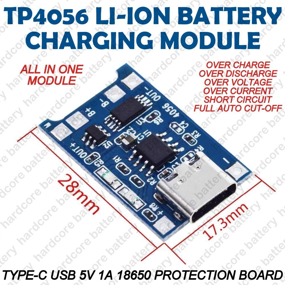 Type-C TP4056 5V 1A Battery Charging protection Module Board 18650 ...