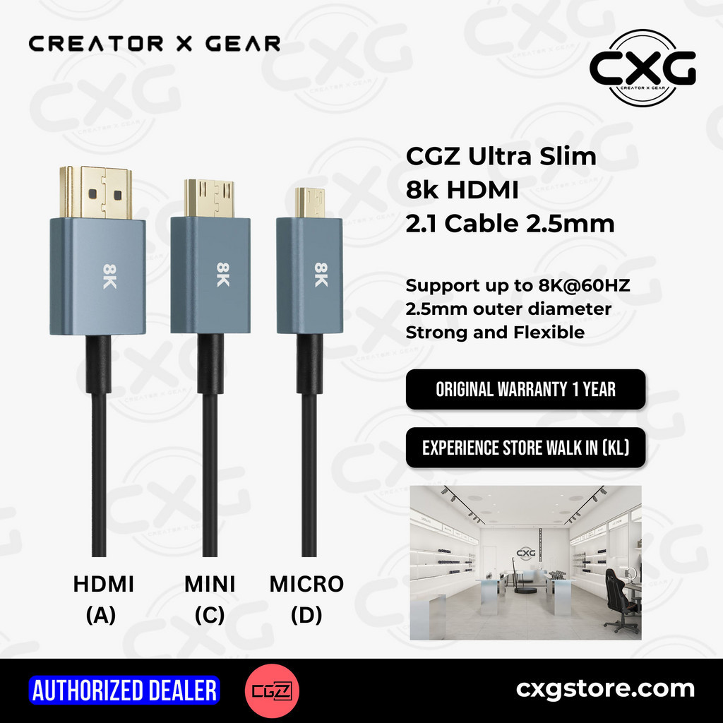 CGZ Ultra Slim Hyper Thin 8K HDMI 2.1 Cable 2.5mm For Gimbal Stabilizer ...