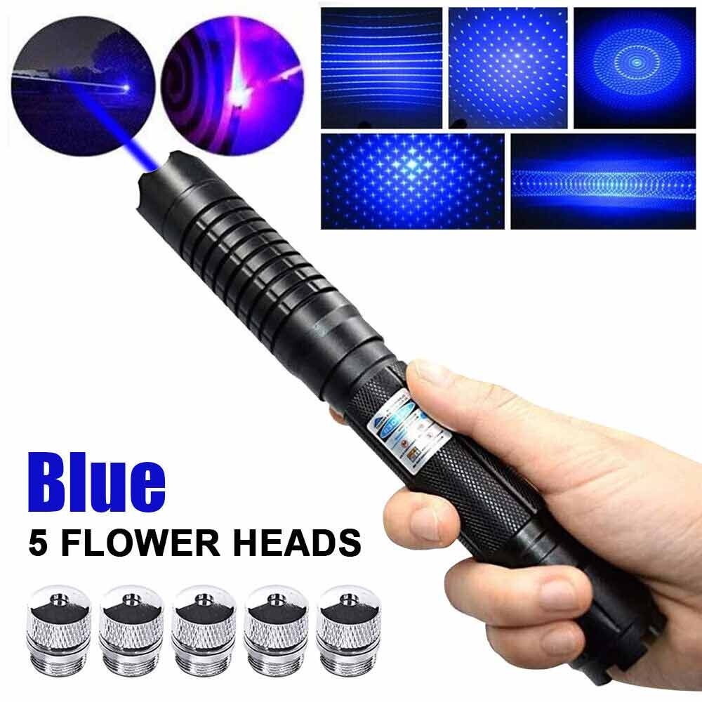High Power Burning Blue Laser Pointer Pen Visible Beam Dot Light Torch ...
