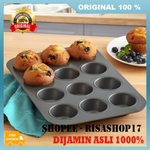 Muffin Pan Cake Mold Bowl Cake Mold 12 Holes Muffin Pan Non-Stick 100% ...