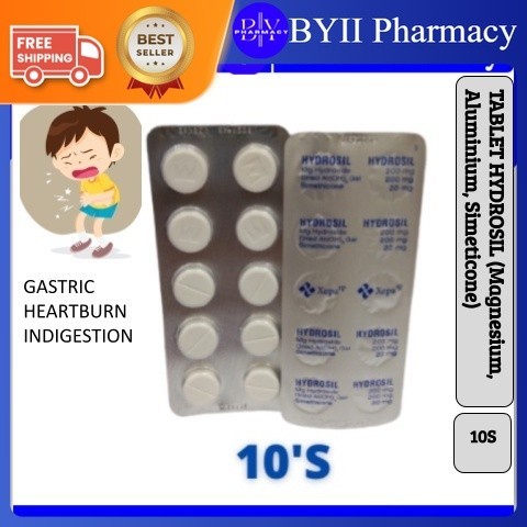 Xepa Hydrosil 500mg 1 strip (10 tablets) Ubat Gastrik Hydrosil Ubat Kunyah Gastrik Pedih Ulu ...