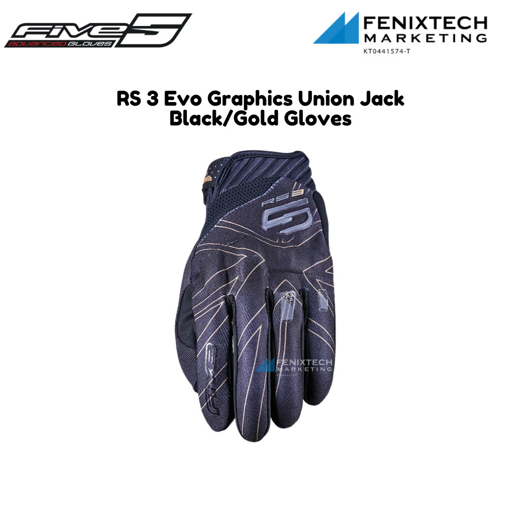 Five RS3 Evo Graphics Union Jack Black/Gold Gloves 100% original ...