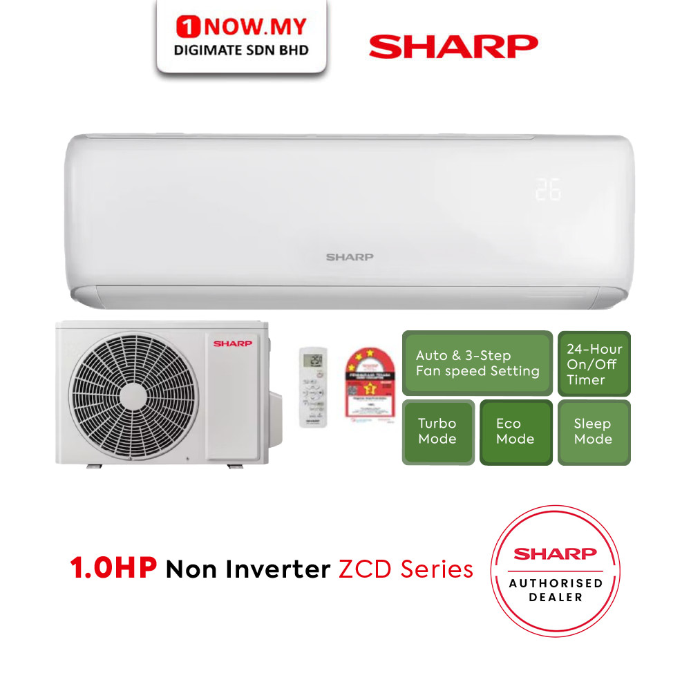 SHARP 1HP Non Inverter Air-Conditioner AHA9ZCD | ZCD Series Wall Mount Penghawa Dingin 冷气机 ...