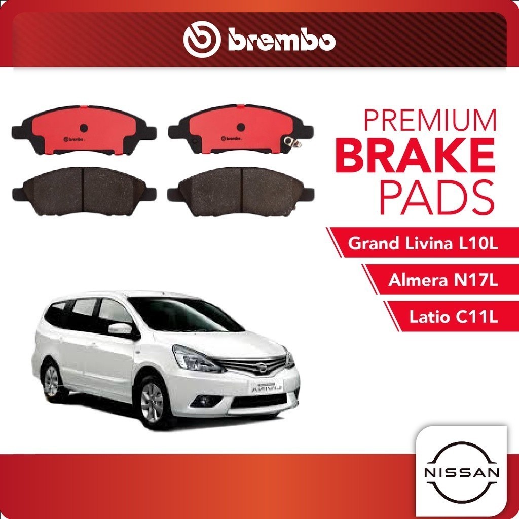 BREMBO NAO Front Brake Pads (1 set) For Nissan Latio C11L, Grand Livina ...