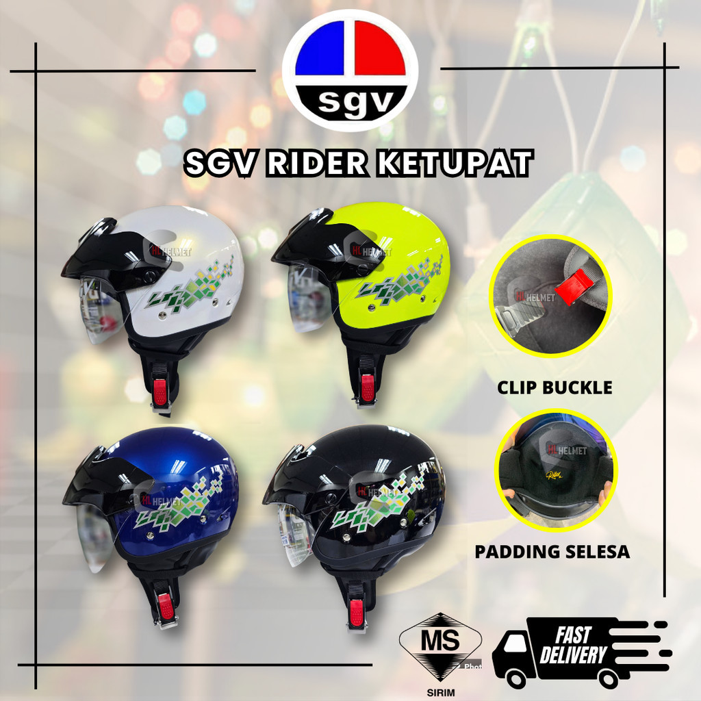 SGV RIDER KETUPAT HELMET STENG DEWASA (Topi Keledar SGV KETUPAT)-SGV Helmet Separuh Sirim Design ...