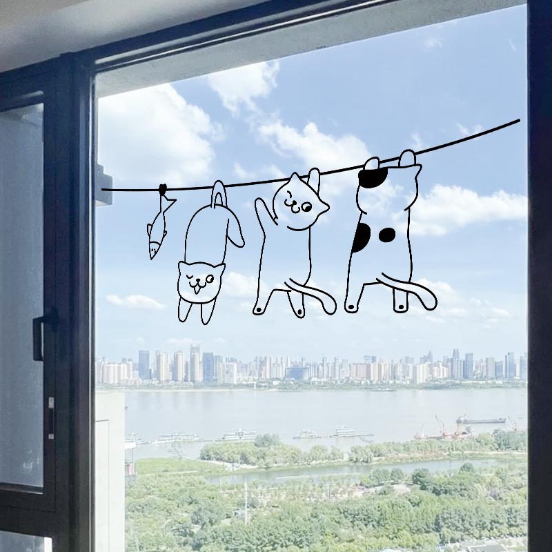 Living Room Balcony Creative Cute Cat Pattern Window Sticker Pet Shop ...