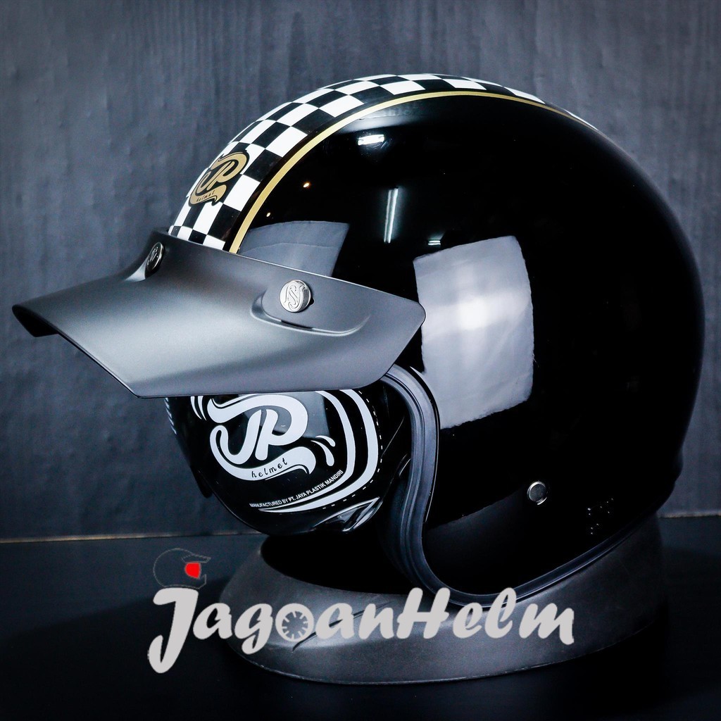 Jpx HELMET JP SIGNATURE SO 02 MOTIF | Super BLACK | Retro CLASSIC ...