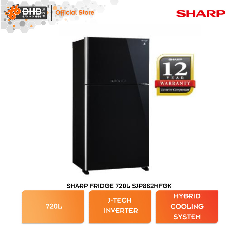 Sharp Fridge SJ-P882MFGK 720L Hybrid Cooling System SJP882MFGK Peti Ais ...