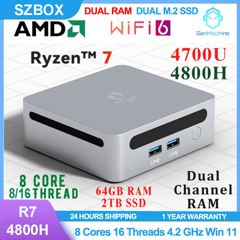 GenMachine AMD Ryzen7 4800H/4700U NVME SSD Office Gaming Win11 WiFi6 ...