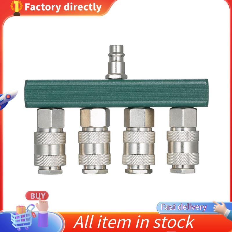 In stock-1 Piece 4-Way Straight Air Manifold Air Hose Fittings with 4 ...
