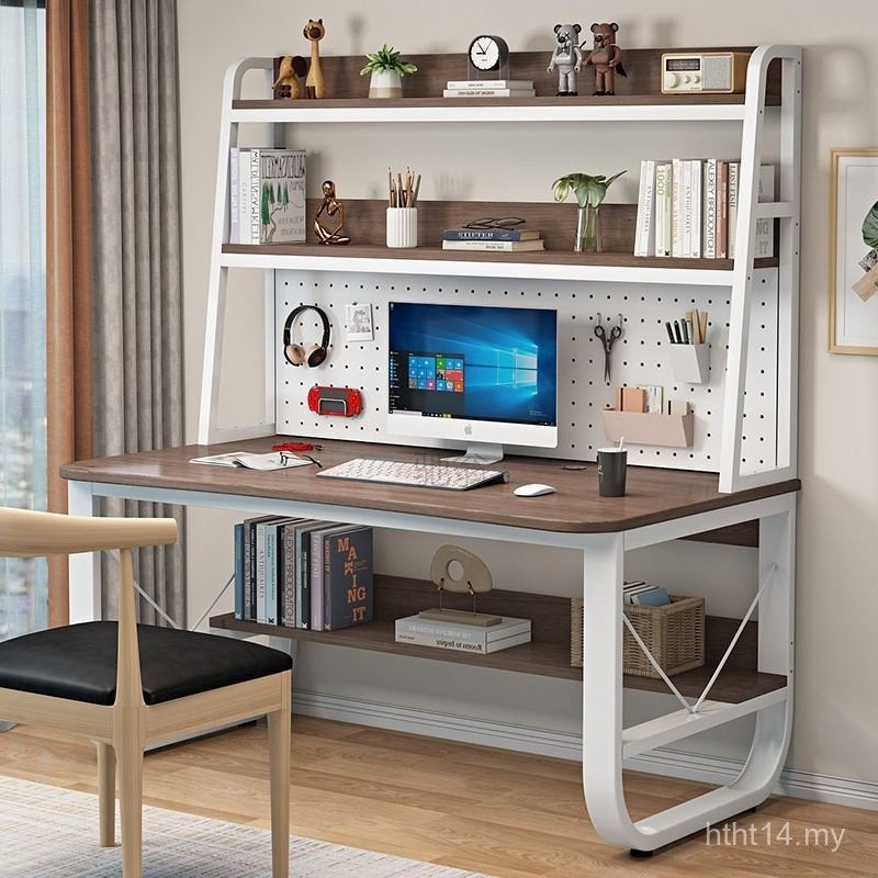 3l Computer Desk Desktop Home Desk Bookshelf Integrated Table Student ...