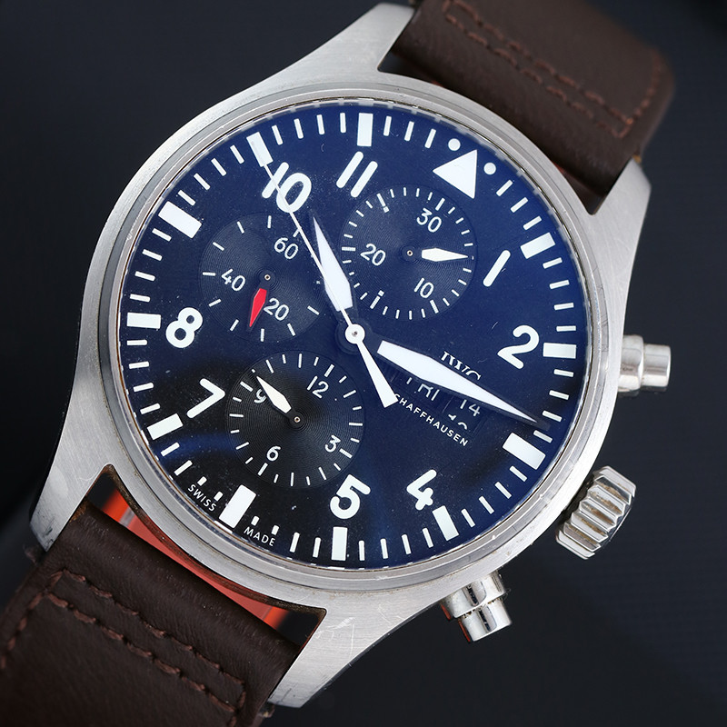 Iwc Pilot Black Chronograph Automatic Mechanical Watch 43mm Men's Watch ...