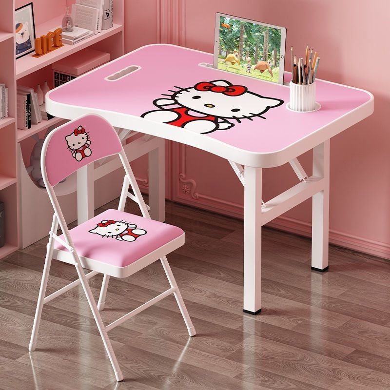 Simple children's study tables and chairs set of household foldable ...