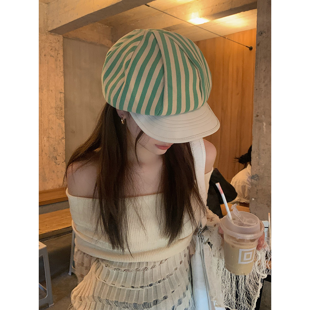 Female Fashion Artist Octagonal Hat 2.19 Newsboy Hat Loose Big Head ...