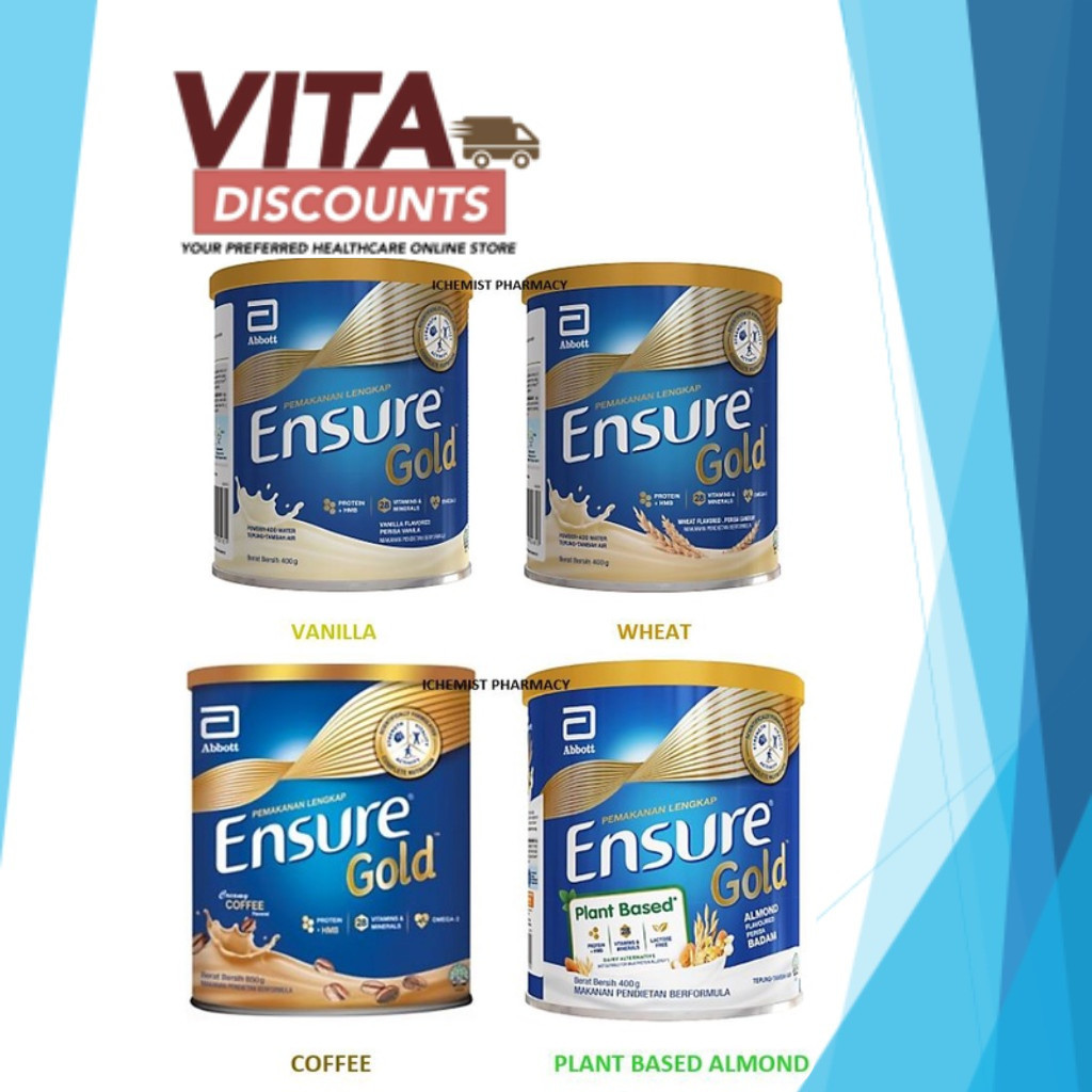 [TIN KECIL] ENSURE GOLD COMPLETE NUTRITION POWDER VANILLA / WHEAT / COFFEE / CHOC / PLANT BASED ...
