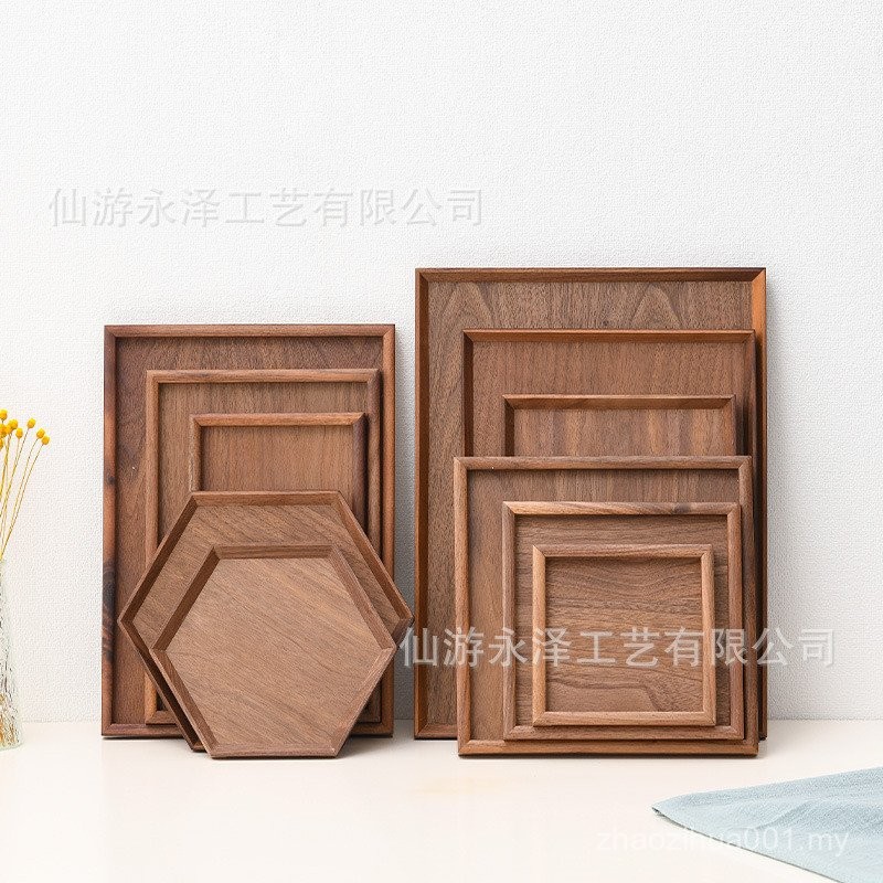 Dulang Kayu Walnut Hitam Pinggan Segi Empat Pinggan Pinggan Buah-buahan ...