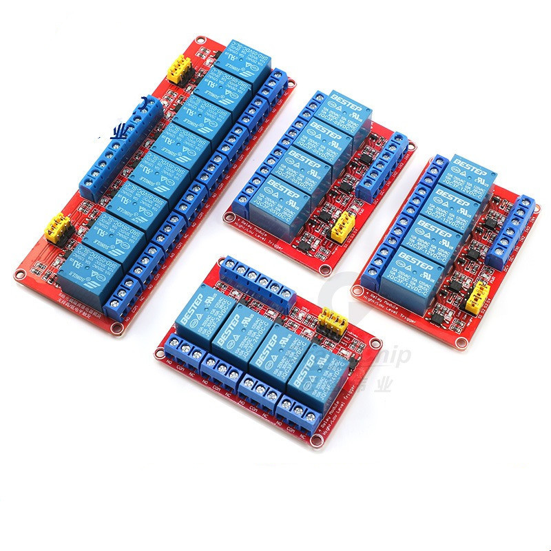 Relay Module 5V12V24V with Optocoupler Isolation 1 2 4 8 Circuit Electromagnetic High Low Level ...