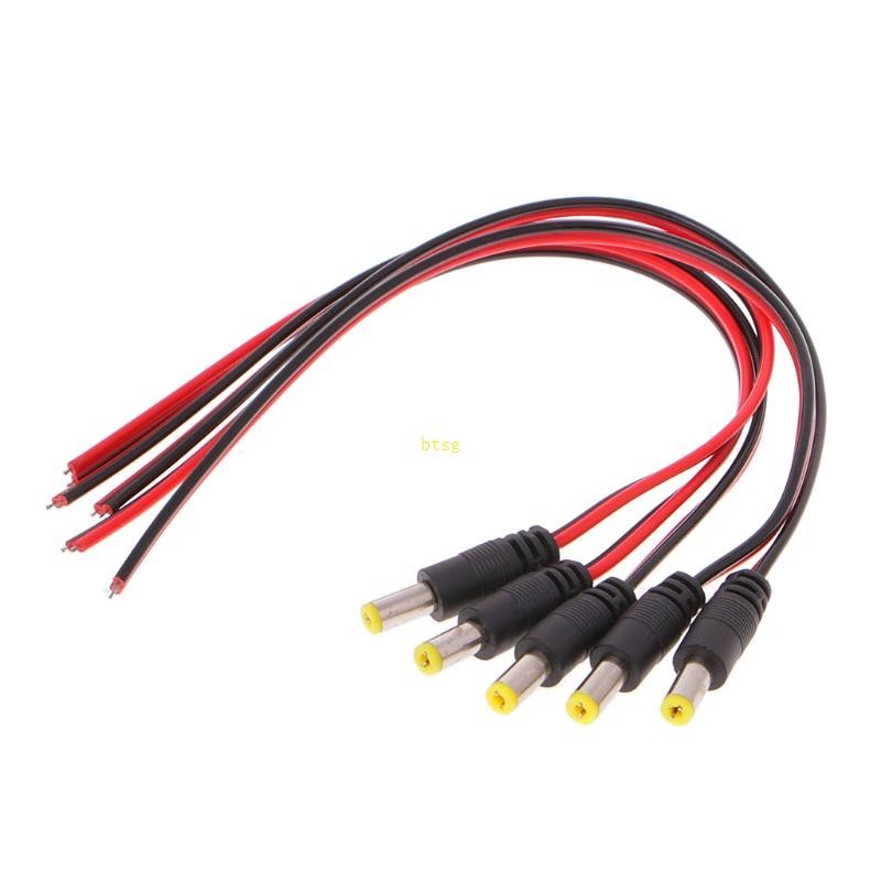 BT 5 Pcs 5 5x2 1mm Male for DC Power Plug Connector CCTV PSU Pigtail ...