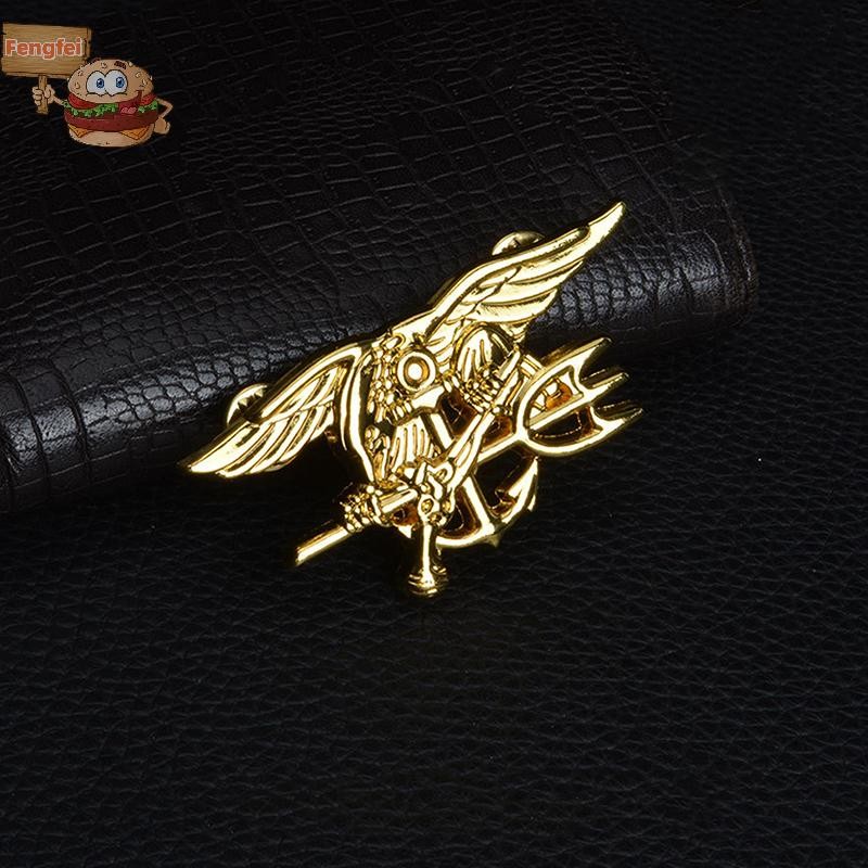 feng US Navy Seal Eagle Anchor Trident Metal Badge Insignia Pin Gold ...