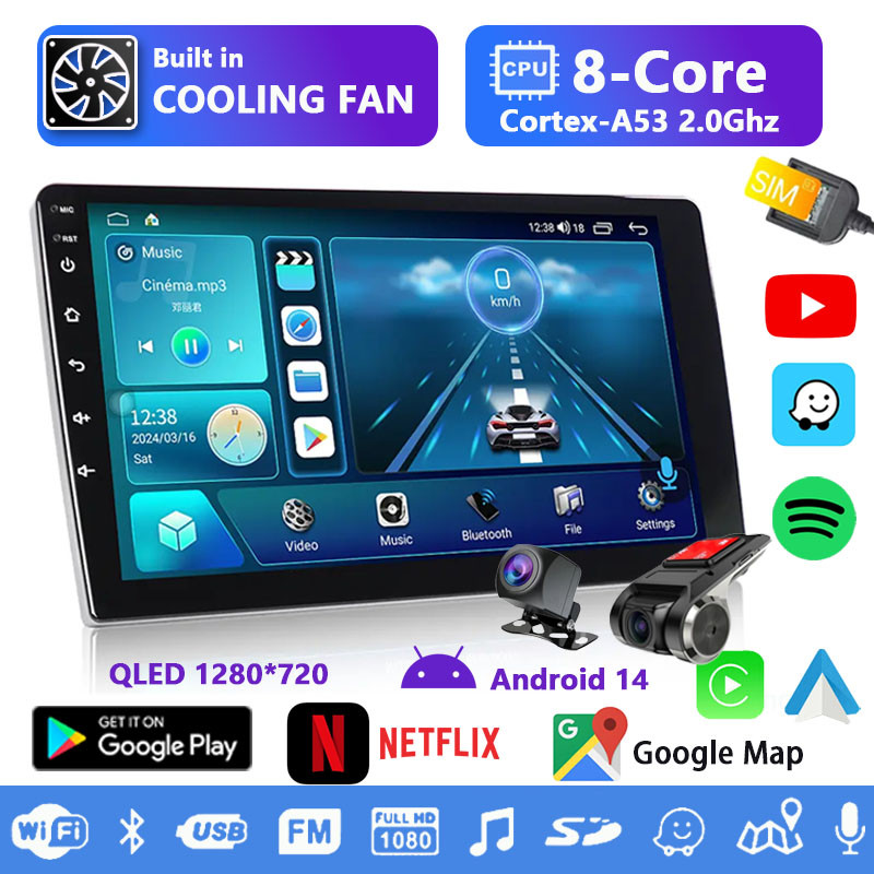 (Cooling Fan+SIM Card) 8Core 6G+32G Android Player with Apple Carplay ...