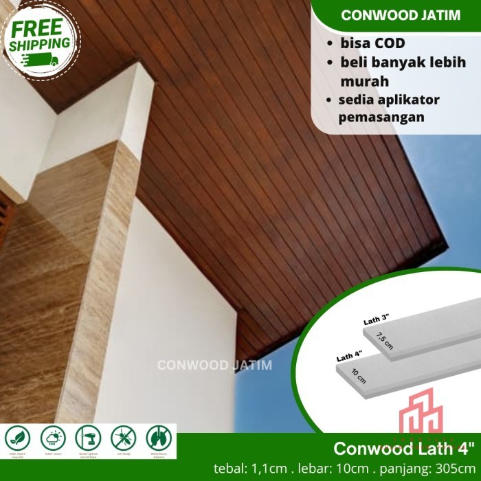 KAYU Conwood lath 4" (1,1 x 10 x 305)cm/ pcs, conwood ceiling | Shopee ...