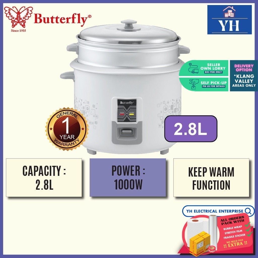 Butterfly 2.8L 1000W with Steamer Tray & Keep Warm Function Electric ...
